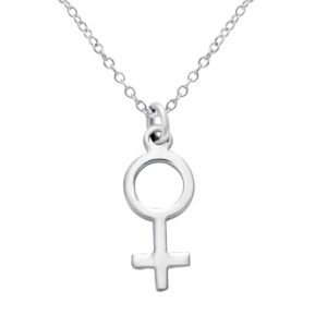 manzhen simple feminine astrological gender symbol necklace stainless steel 18 inch (hand polished stainless steel/silver look)