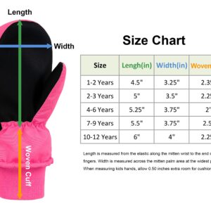 SimpliKids Boys Mittens for Kids Sports Insulation Waterproof Winter Snow Mittens,S,Fuchsia