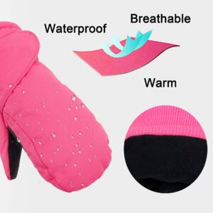 SimpliKids Boys Mittens for Kids Sports Insulation Waterproof Winter Snow Mittens,S,Fuchsia