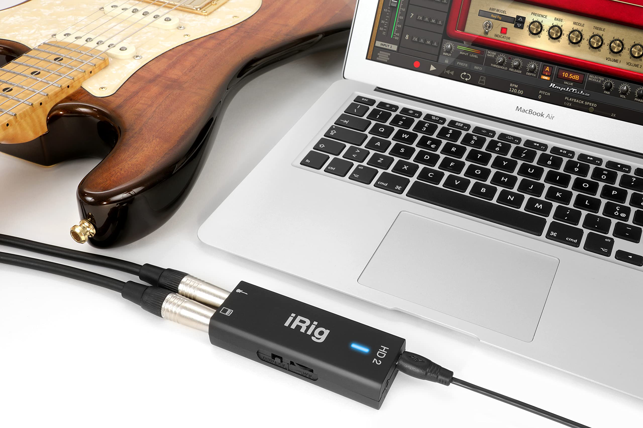 IK Multimedia iRig HD 2 guitar audio interface for iPhone, iPad, Mac, iOS and PC with USB-C, Lightning and USB cables and 24-bit, 96 kHz music recording