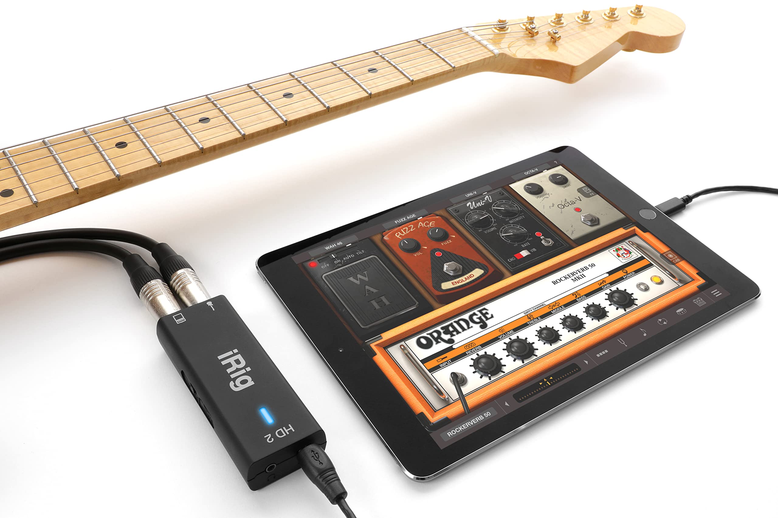 IK Multimedia iRig HD 2 guitar audio interface for iPhone, iPad, Mac, iOS and PC with USB-C, Lightning and USB cables and 24-bit, 96 kHz music recording