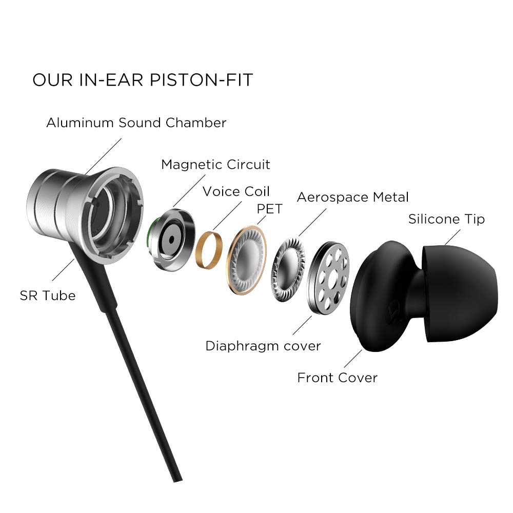 1MORE E1009-SV Piston Fit in-Ear Earphones Fashion Durable Headphones with 4 Color Options, Noise Isolation, Pure Sound, Phone Control with Mic for Smartphones/PC/Tablet, Silver