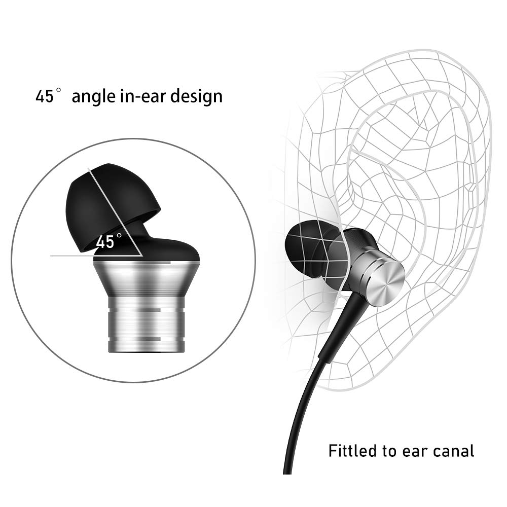 1MORE E1009-SV Piston Fit in-Ear Earphones Fashion Durable Headphones with 4 Color Options, Noise Isolation, Pure Sound, Phone Control with Mic for Smartphones/PC/Tablet, Silver