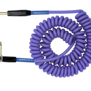 KIRLIN Cable Kirlin IMK-182BFGL-30/BLF-Straight to Right Angle ¼” Premium Coil Instrument Cable, Purple Translucent PVC Jacket-30ft, (IMK-182BFGL-30/BLF)