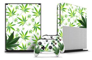 247 skins graphics kit sticker decal compatible with xbox one s and wireless controllers - weeds white