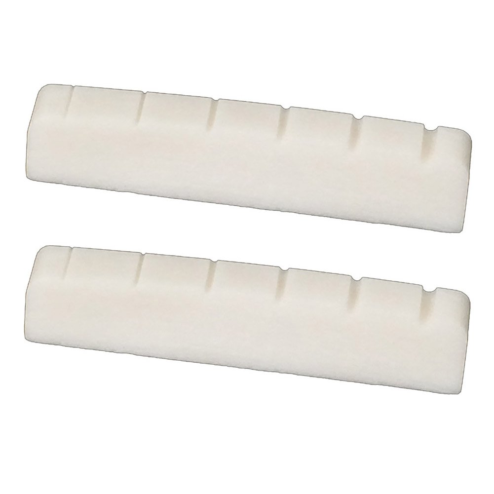 Greenten 2 Pcs 6 String Electric Bone Nut Cattle Bone Slotted Replacement (43 X 6, Unbleached)