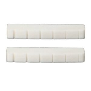 Greenten 2 Pcs 6 String Electric Bone Nut Cattle Bone Slotted Replacement (43 X 6, Unbleached)