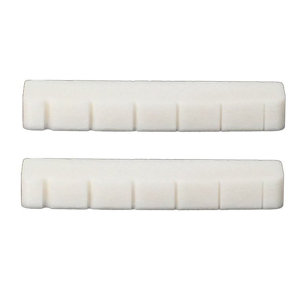 Greenten 2 Pcs 6 String Electric Bone Nut Cattle Bone Slotted Replacement (43 X 6, Unbleached)