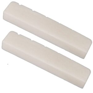 Greenten 2 Pcs 6 String Electric Bone Nut Cattle Bone Slotted Replacement (43 X 6, Unbleached)