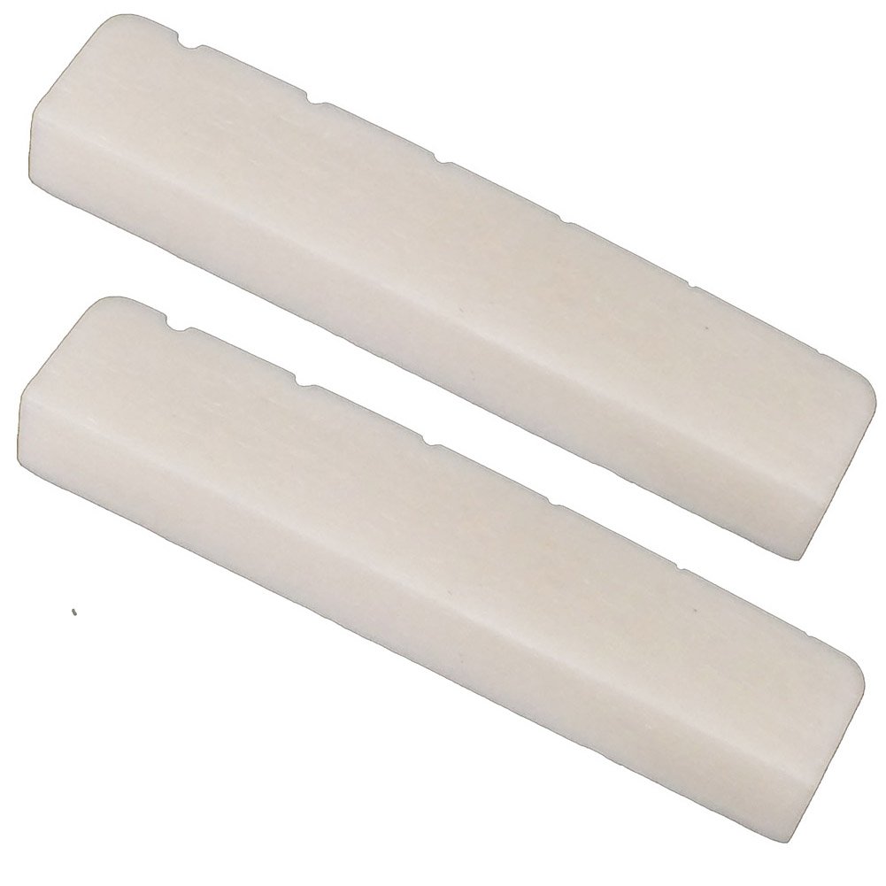 Greenten 2 Pcs 6 String Electric Bone Nut Cattle Bone Slotted Replacement (43 X 6, Unbleached)