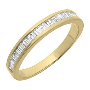 dazzlingrock collection 0.13 carat (ctw) 14k baguette diamond ladies wedding band stackable ring, yellow gold, size 6