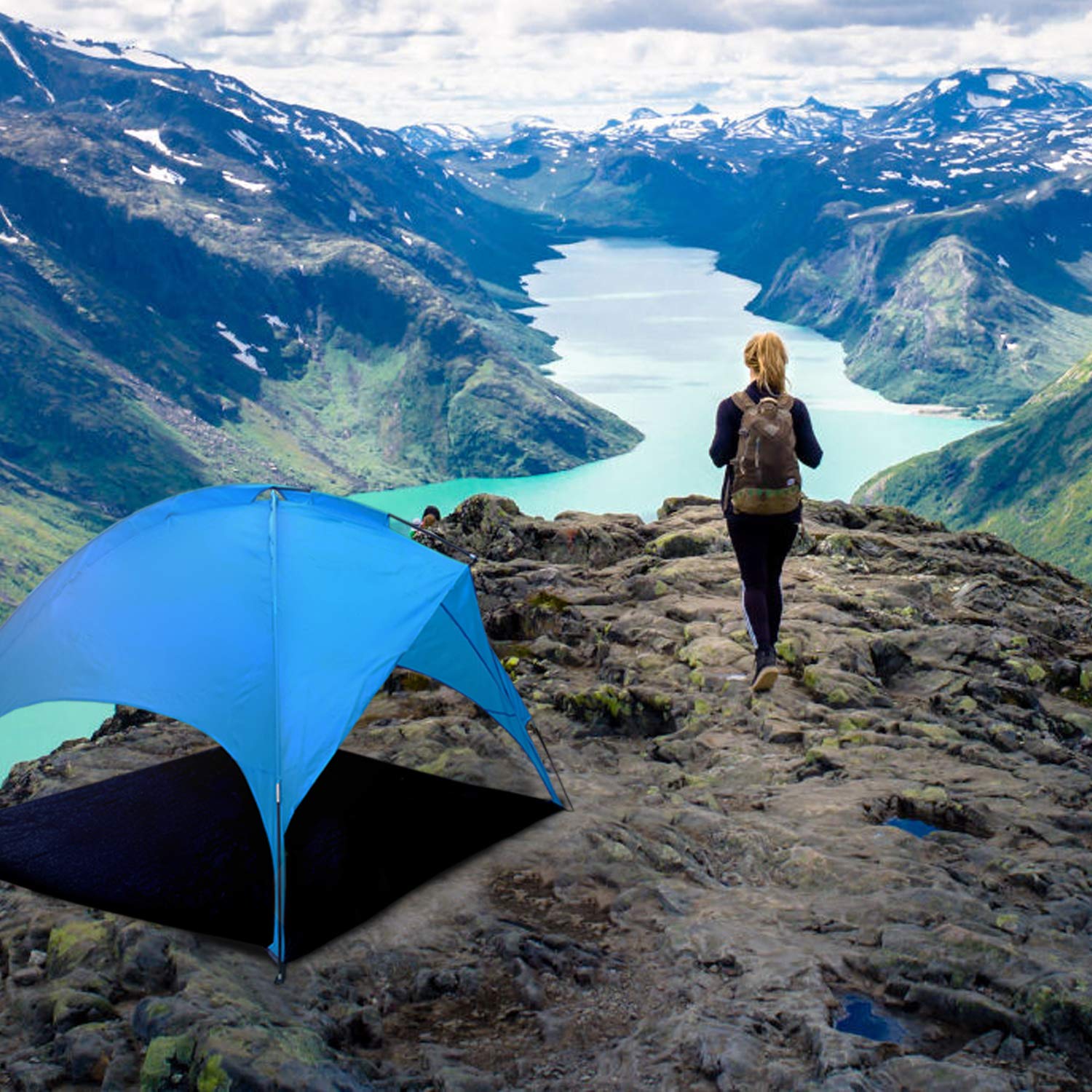 Beach Tent canopy Saturn: shades better than umbrella! 4 people Shade shack, easy up sports cabana, waterproof rain & Sun shelter for kids & adults, outdoor UV protection sunshade for sporting events