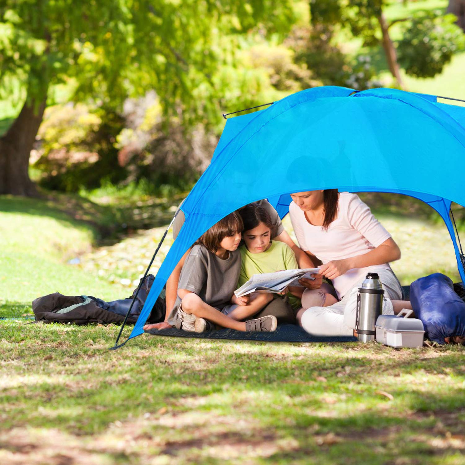 Beach Tent canopy Saturn: shades better than umbrella! 4 people Shade shack, easy up sports cabana, waterproof rain & Sun shelter for kids & adults, outdoor UV protection sunshade for sporting events