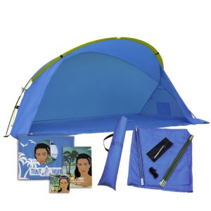 easiest beach tent, sun shade canopy 'venus': provide uv protection for your family. waterproof shelters for rain & pacific breeze, easy up canopies, sports cabana tents, roadtrip sunshade shack. blue