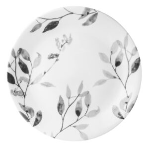 Corelle 12-Piece Vitrelle Misty Leaves Chip and Break Resistant Dinner Set, Grey