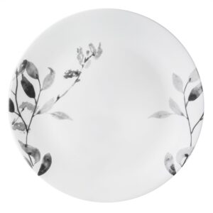 Corelle 12-Piece Vitrelle Misty Leaves Chip and Break Resistant Dinner Set, Grey