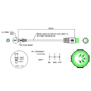 SinLoon 5-Pin DIN-Male Cable, 5 Pin Din Plug to 3.5mm(1/8in) TRS Stereo Male Jack Stereo Audio Cable for Playing The Musical Instrument Signal Output (0.5m,3.5M-5 DIN M)