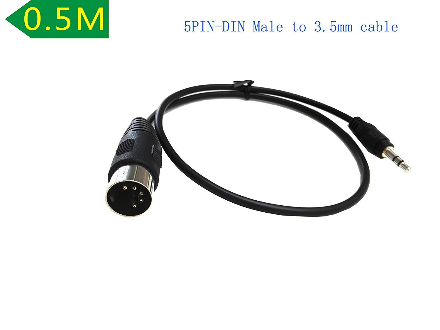 SinLoon 5-Pin DIN-Male Cable, 5 Pin Din Plug to 3.5mm(1/8in) TRS Stereo Male Jack Stereo Audio Cable for Playing The Musical Instrument Signal Output (0.5m,3.5M-5 DIN M)