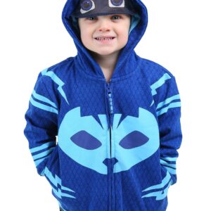 PJ Masks Boys' Toddler Gekko and Catboy Hoodie, Blue Long Sleeve, 2T