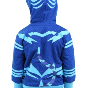 PJ Masks Boys' Toddler Gekko and Catboy Hoodie, Blue Long Sleeve, 2T