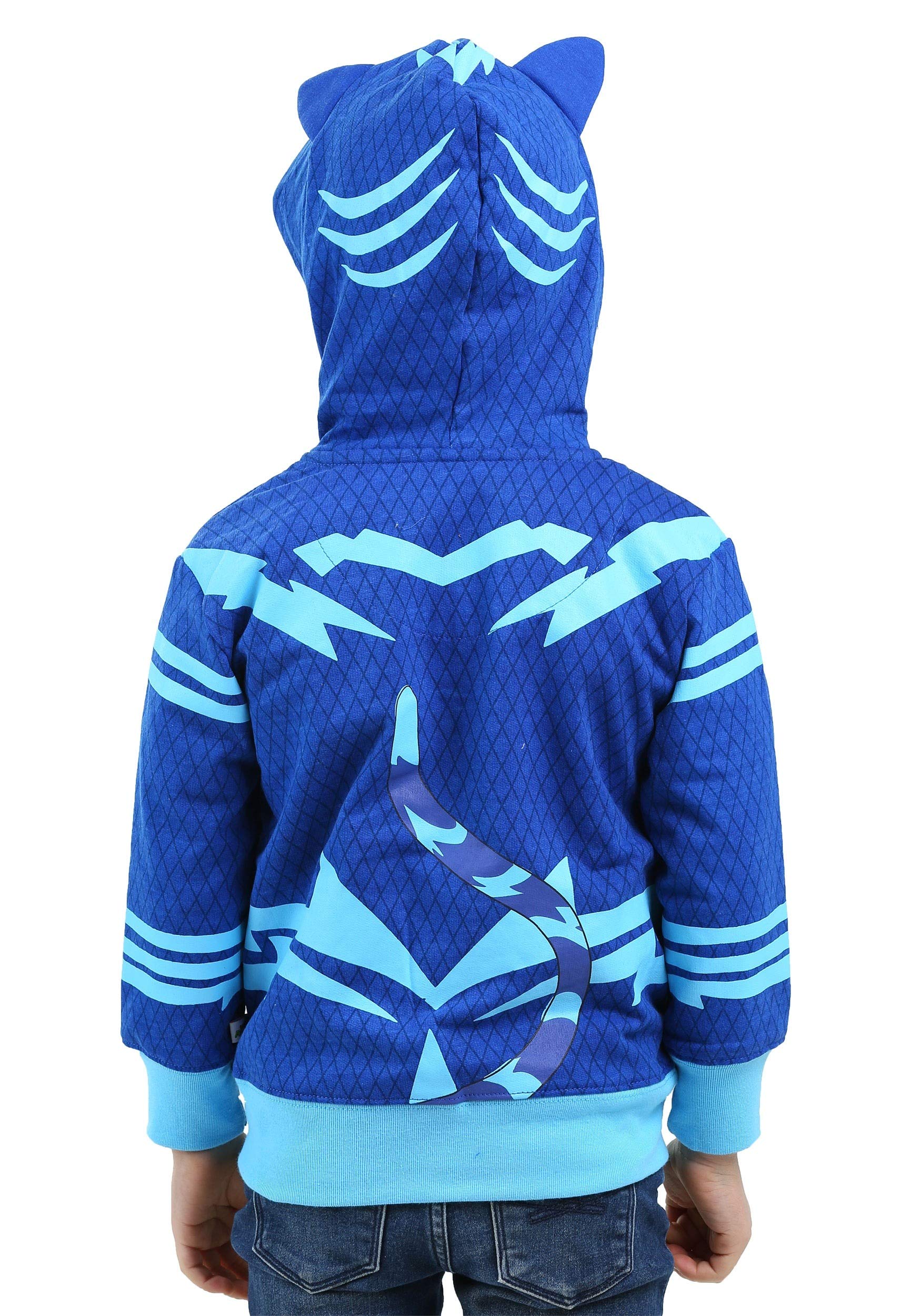 PJ Masks Boys' Toddler Gekko and Catboy Hoodie, Blue Long Sleeve, 2T