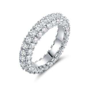 barzel 18k white gold plated cubic zirconia eternity wedding band ring (silver, 5)