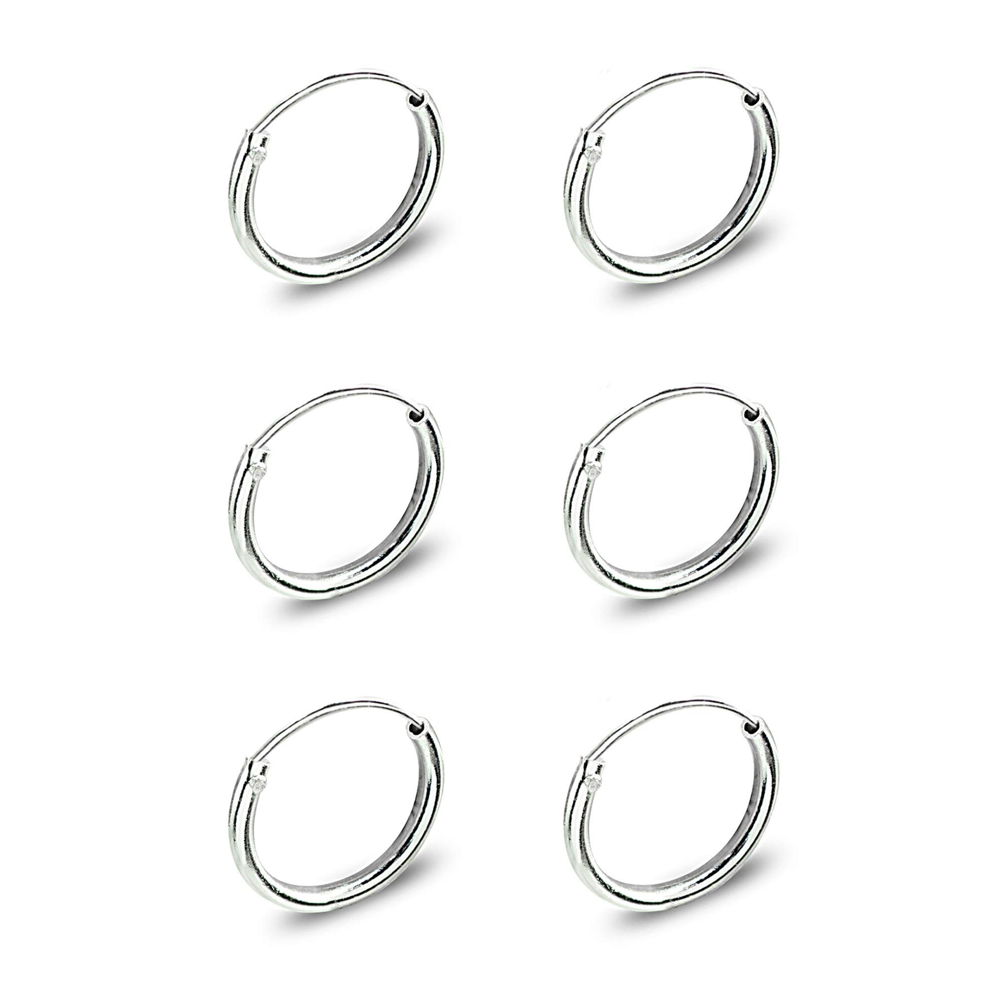 Hoop Earrings for Women Sterling Silver Cartilage Earring 10mm Round Small Hoops for Men Fashion Trendy Summer