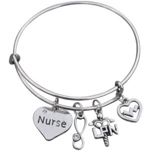 Infinity Collection LPN Gift- LPN Charm Bangle Bracelet- Licensed Nurse Practitioner Jewelry, Nursing Appreciation Gift for Women