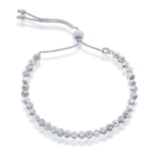 beaux bijoux 925 sterling silver diamond-cut moonbeads italian adjustable bolo bracelet