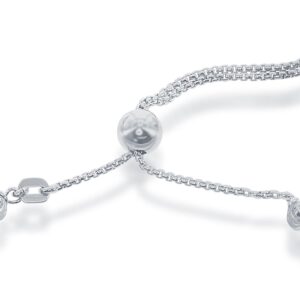 Beaux Bijoux 925 Sterling Silver Diamond-Cut MoonBeads Italian Adjustable Bolo Bracelet