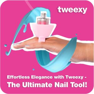 tweexy Wearable Nail Polish Holder Ring - Nail Polish Bottle Holder for Easy Application | Perfect for Fingernail Painting, Manicure & Pedicure | Nail Polish Accessories (Pink Frosting)