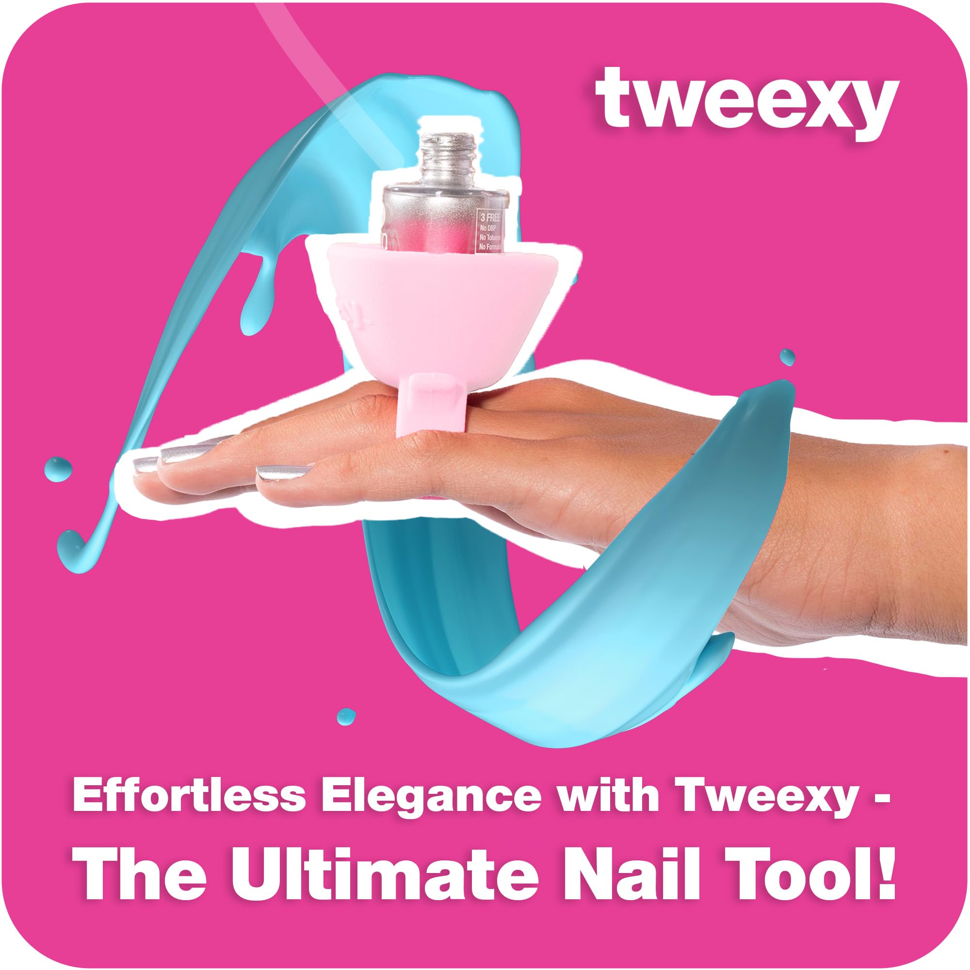 tweexy Wearable Nail Polish Holder Ring - Nail Polish Bottle Holder for Easy Application | Perfect for Fingernail Painting, Manicure & Pedicure | Nail Polish Accessories (Pink Frosting)