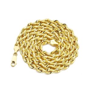 10k yellow gold 6mm 22" diamond cut rope chain necklace with lobster lock