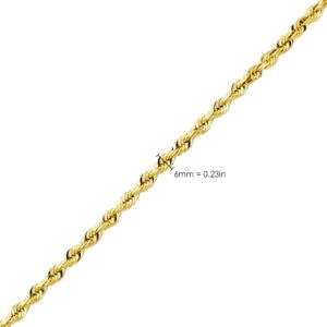 10K Yellow Gold 6mm 22" Diamond Cut Rope Chain Necklace with Lobster Lock