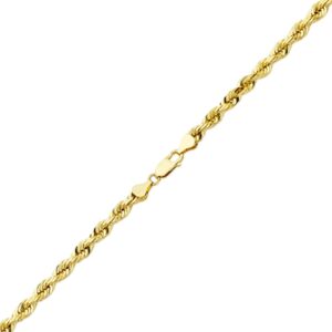 10K Yellow Gold 6mm 22" Diamond Cut Rope Chain Necklace with Lobster Lock