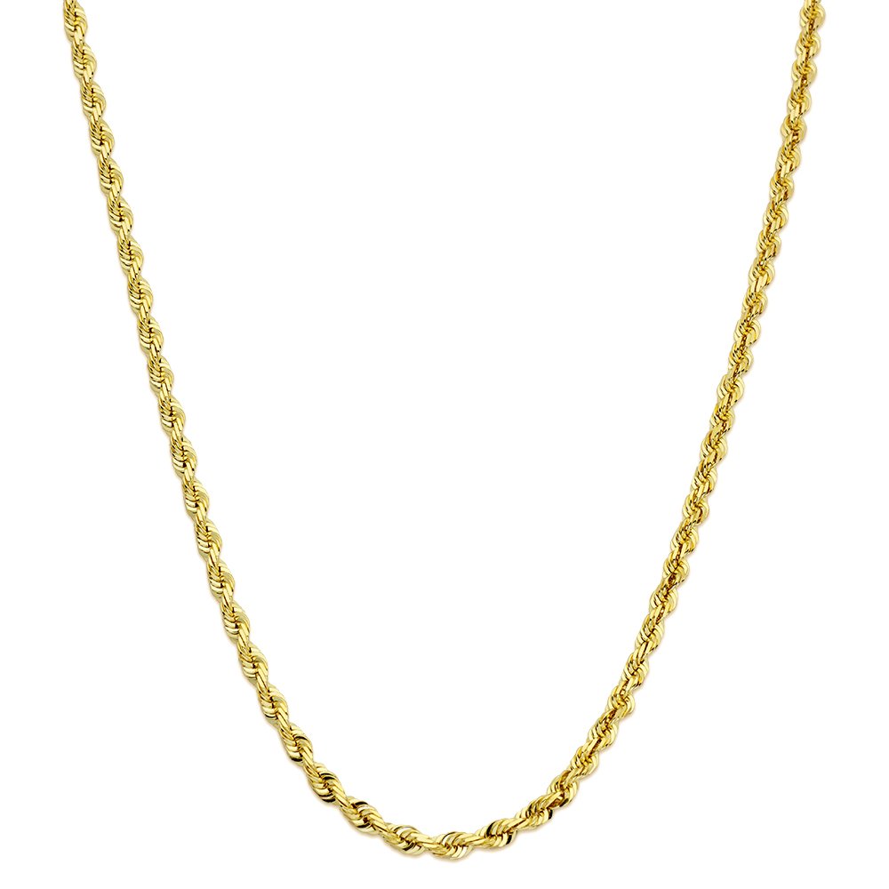 10K Yellow Gold 6mm 22" Diamond Cut Rope Chain Necklace with Lobster Lock