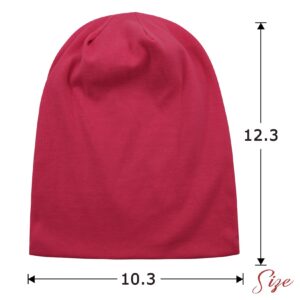 Century Star Cotton Slouchy Beanie Hat Stretch Hip-Hop Warm Skull Caps Unisex Baggy Lightweight Beanie for Women 01 Red One Size