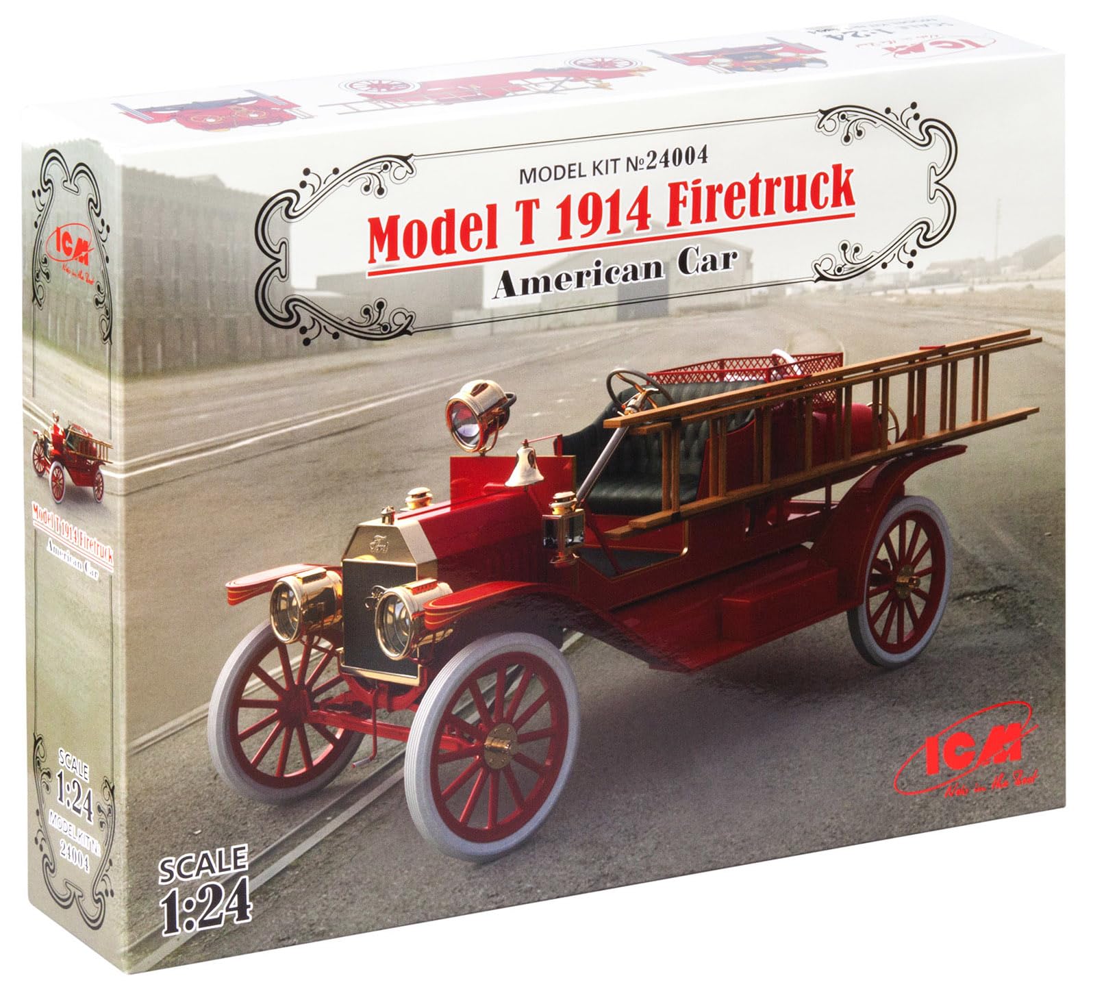 ICM ICM24004 Ford 1:24-Model T 1914 Firetruck, American Car