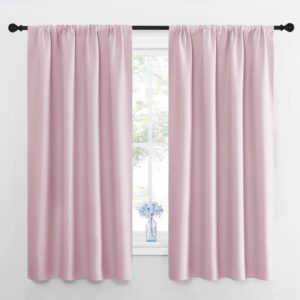 nicetown room darkening curtains for girls room - nursery essential thermal insulated solid rod pocket top drapes (lavender pink=baby pink, 1 pair, 42 x 63 inch)