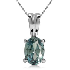 silvershake 7x5mm simulated alexandrite 925 sterling silver solitaire pendant with 18 inch necklace