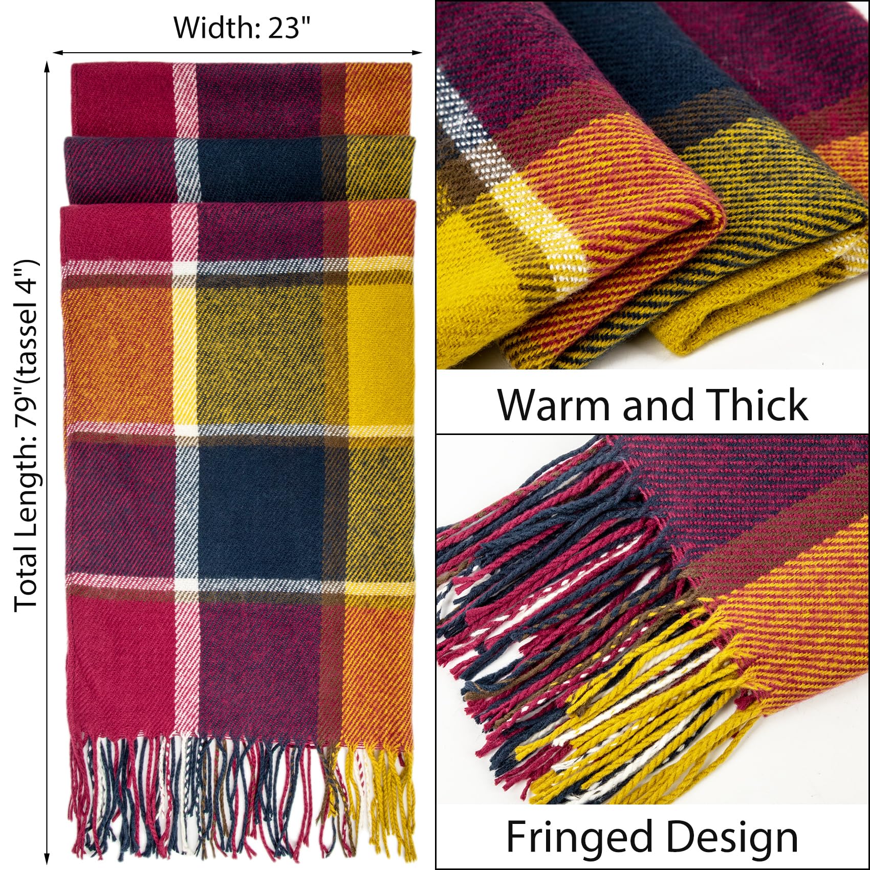 Loritta Womens Scarf Fashion Long Plaid Shawls Wraps Big Grid Winter Warm Lattice Large Scarves Gifts,Color Lattice