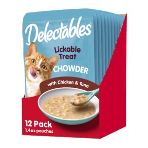 Hartz Delectables Chowder Lickable Wet Cat Treats for Kitten, Adult & Senior Cats, Chicken & Tuna, 1.4 Ounce (Pack of 12)