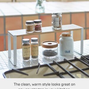 Yamazaki Home Kitchen Rack - Counter Storage Shelf Organizer Steel + WoodWhite