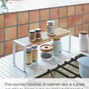 Yamazaki Home Kitchen Rack - Counter Storage Shelf Organizer Steel + WoodWhite