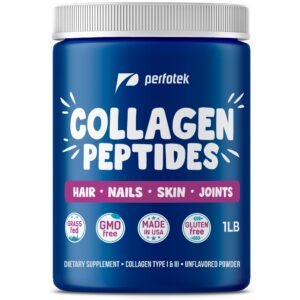 collagen powder for women men types i & iii unflavored easy to mix hydrolyzed protein peptides (1lb) non-gmo grass-fed gluten-free kosher pareve healthy hair skin joints and nails