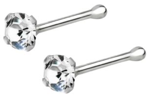 forbidden body jewelry nose rings sterling silver cz simulated diamond nose stud set 22g