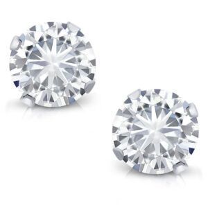 14k white gold moissanite earrings | round 4.5mm timeless brilliant from from charles & colvard stud earrings | 0.66 cttw | white gold earrings for women