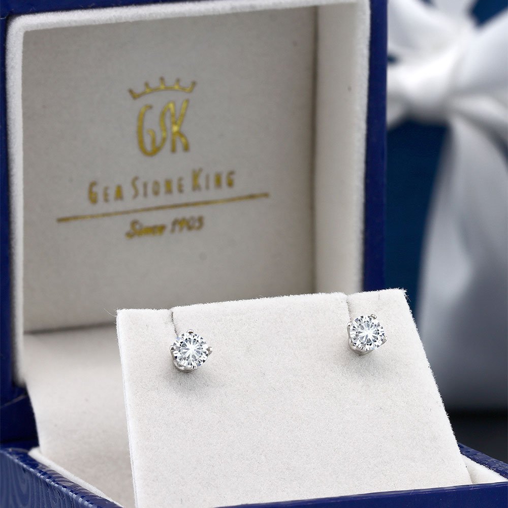 14K White Gold Moissanite Earrings | Round 4.5MM Timeless Brilliant from from Charles & Colvard Stud Earrings | 0.66 Cttw | White Gold Earrings For Women