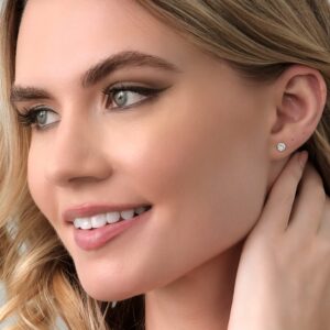 14K White Gold Moissanite Earrings | Round 4.5MM Timeless Brilliant from from Charles & Colvard Stud Earrings | 0.66 Cttw | White Gold Earrings For Women