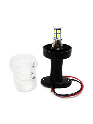 Pactrade Marine 12V Marine Boat Yacht Pontoon Navigation Anchor Light 360 Degrees All Around Nature White LED Splashproof Black Housing USCG Certified Approved (Fixed Base (H=5.5"))